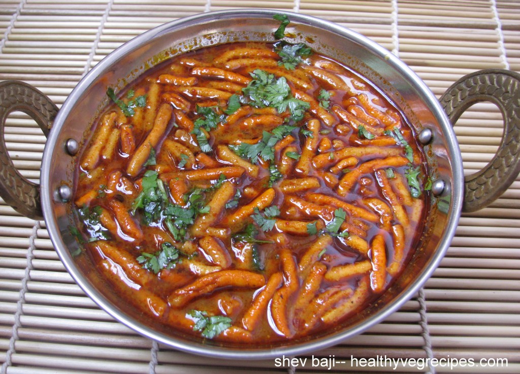 Shev Bhaji Recipe | Sev ki Sabji in Maharashtrian style – HealthyVegRecipes